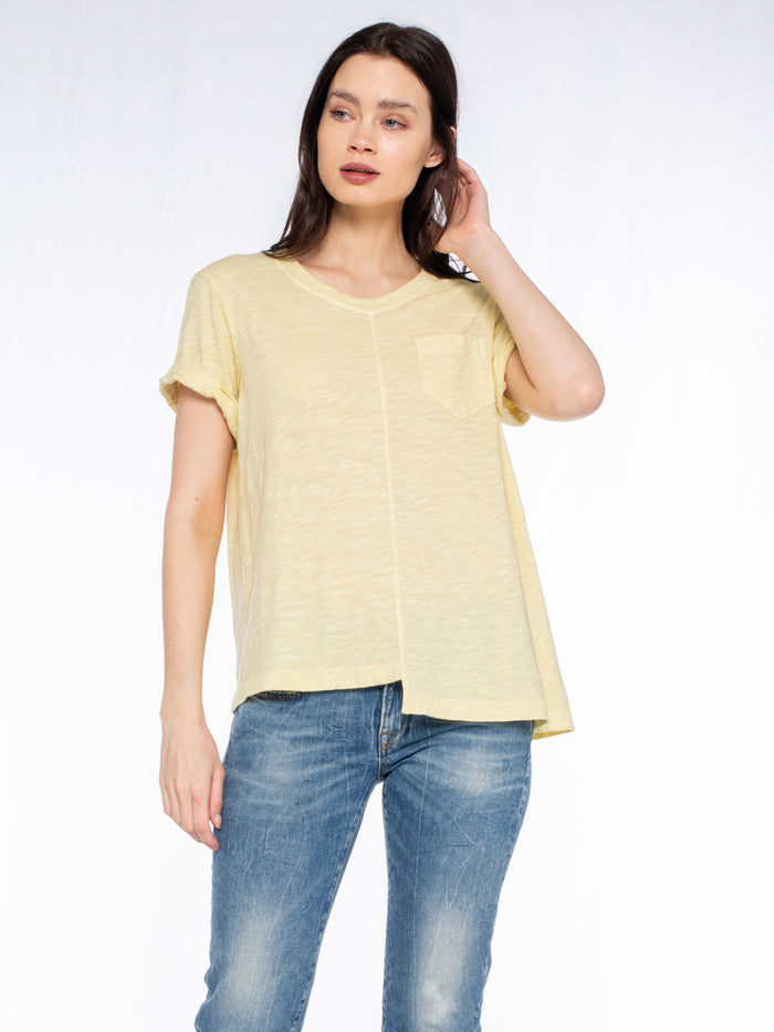 Roll Cuff Pocket Crew Shifted Tee